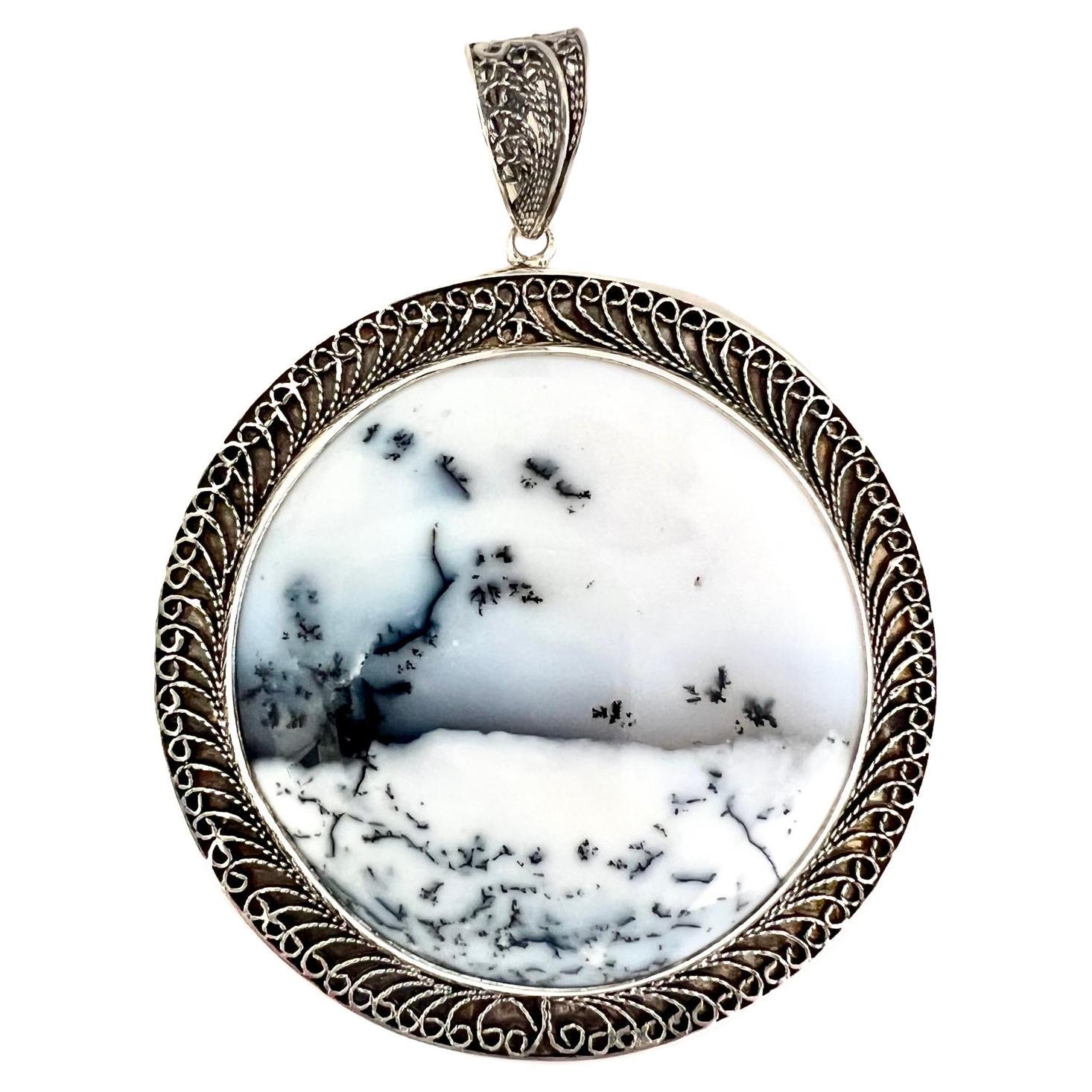 Silver and Agate Pendant from Hansen, Sweden, 1965 For Sale at 1stDibs