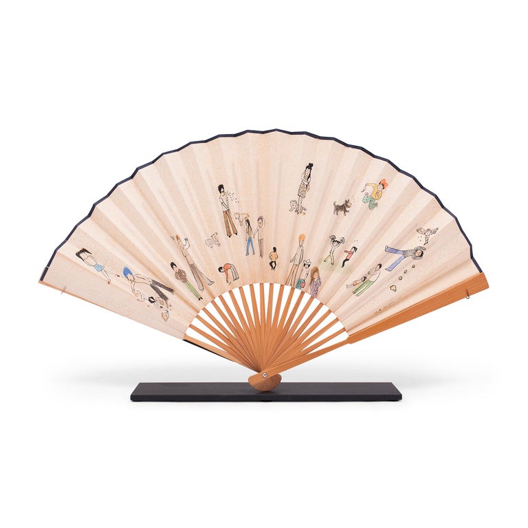 Deng Ying - At the Park 4, Hand-Painted Folding Fan at 1stDibs