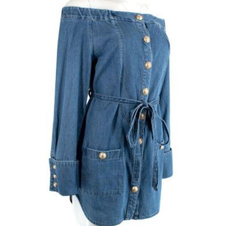 Denim Off-Shoulder Dress For Sale at 1stDibs