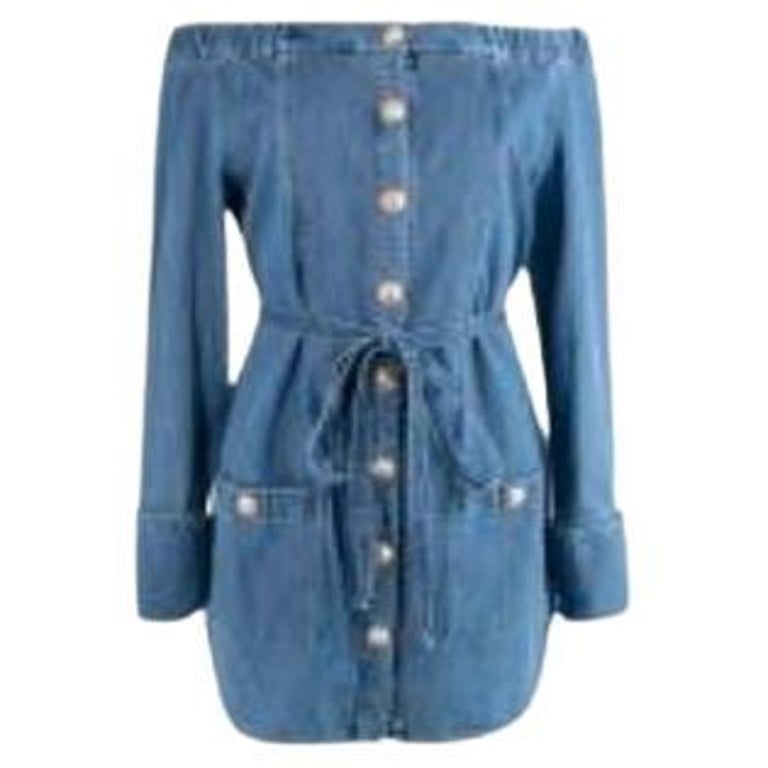 Denim Off-Shoulder Dress For Sale at 1stDibs