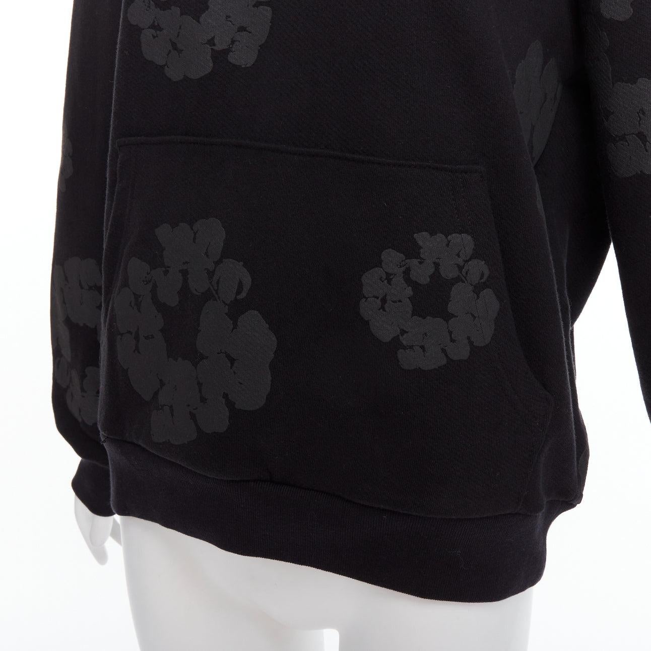 DENIM TEARS Wreath black cotton textured floral hoodie S For Sale at ...