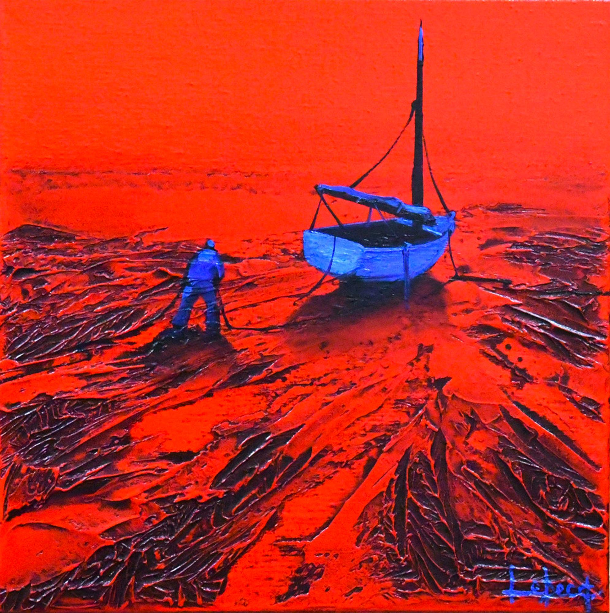 Denis Lebecq - Deux and Deux - Ocean Landscape - Red Painting by Denis ...