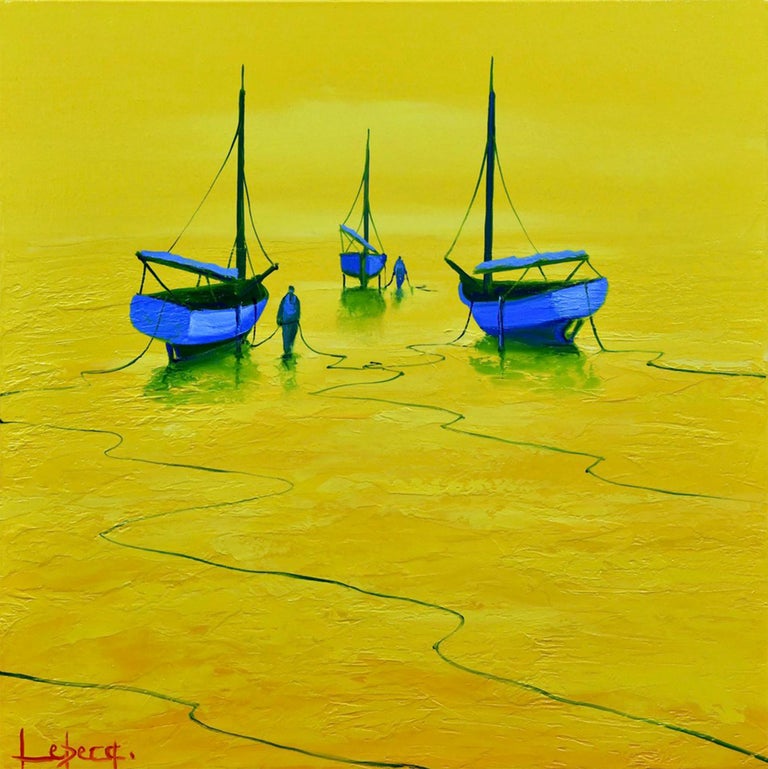 Denis Lebecq - Chef D'or - Boats In The Ocean Painting by Denis Lebecqs ...