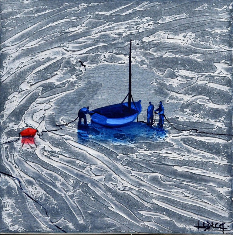 Denis Lebecq - Glace Entourée - Boats In The Ocean Painting by Denis ...