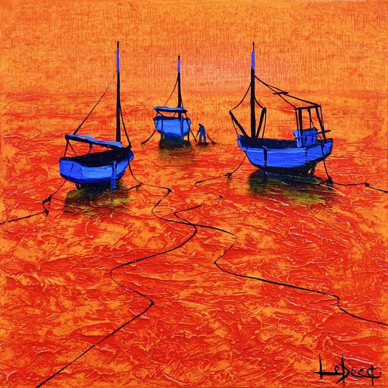 Denis Lebecq - Ombre Du Soleil - Boats In The Ocean Painting by Denis ...