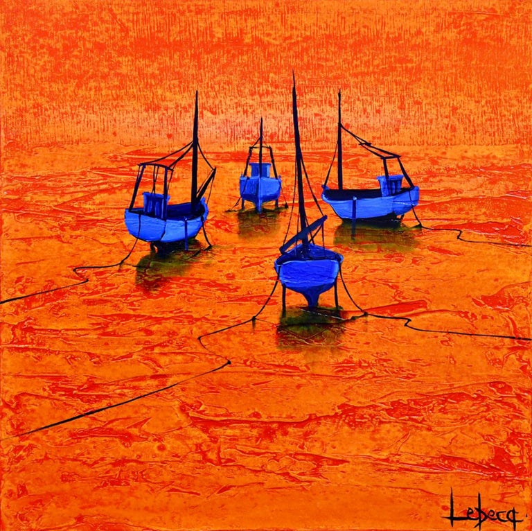Denis Lebecq - Rester Ensemble - Boats In The Ocean Painting by Denis ...