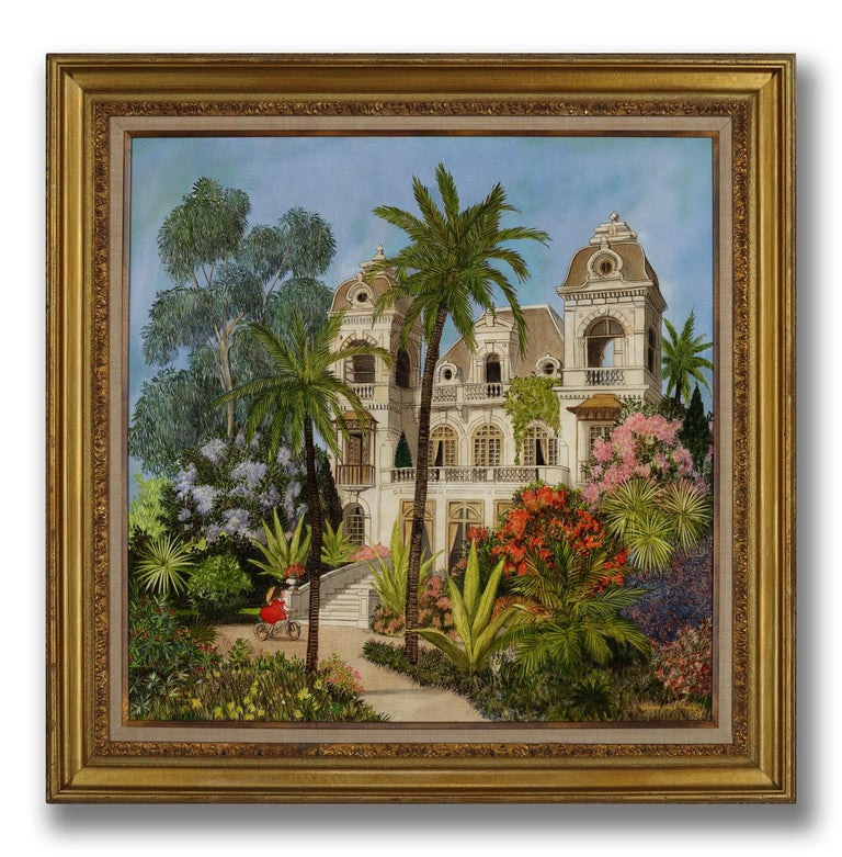 Denis Paul Noyer - "Les Vacances" Architectural Oil Painting on Canvas ...