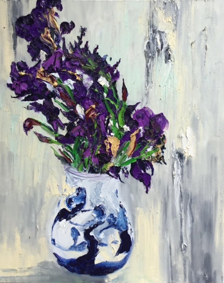 Denis Ribas - Still Life With Iris II - impressionist floral painting ...