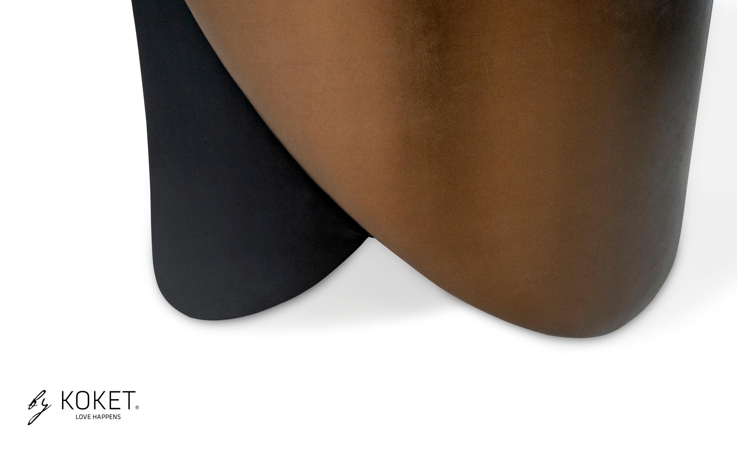 Denise Chair in Smooth Velvet and Metal Bronze Leather For Sale at 1stDibs