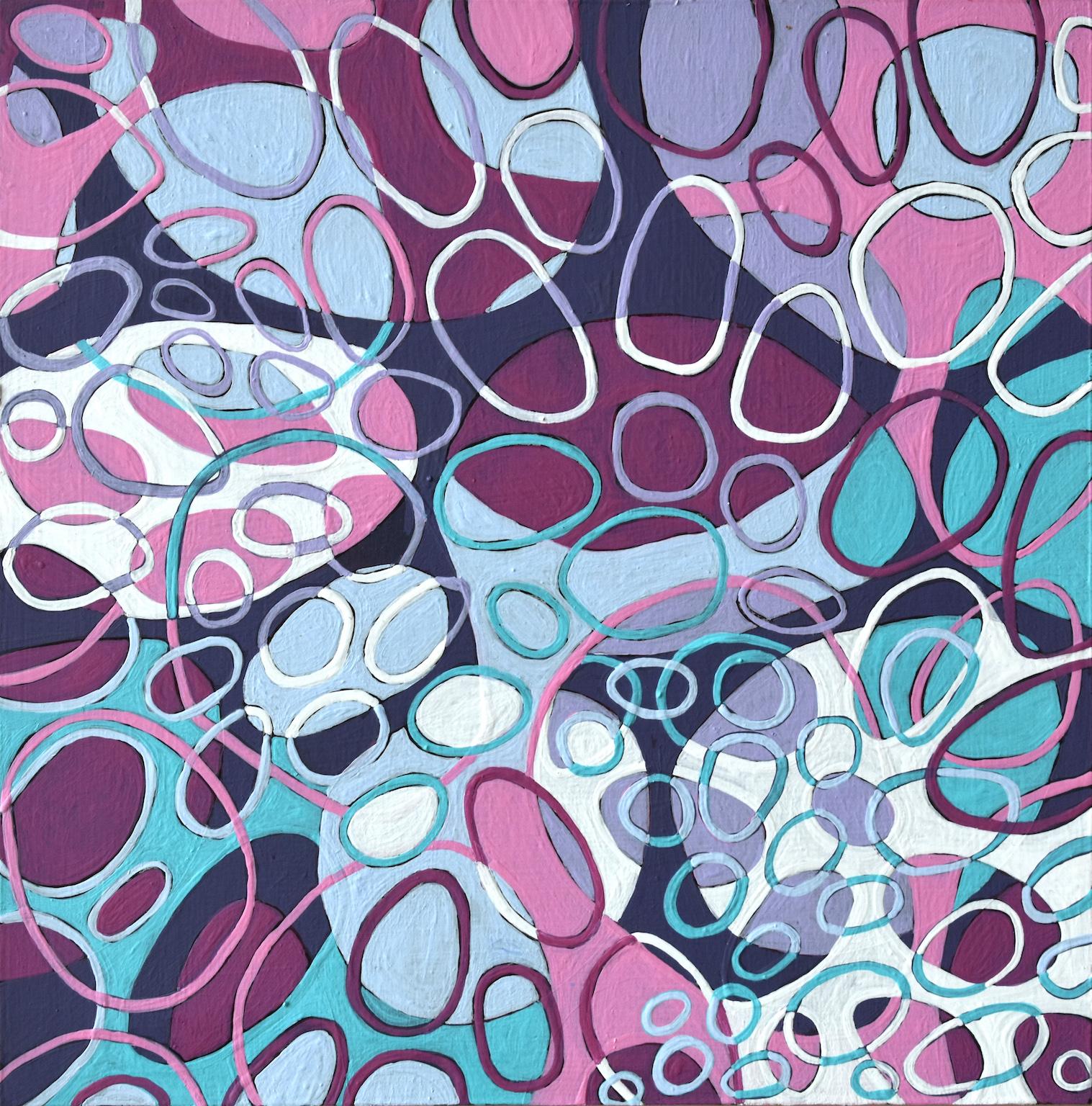 Denise Driscoll - "String Theory 3", abstract, teal, violet, pink, blue ...