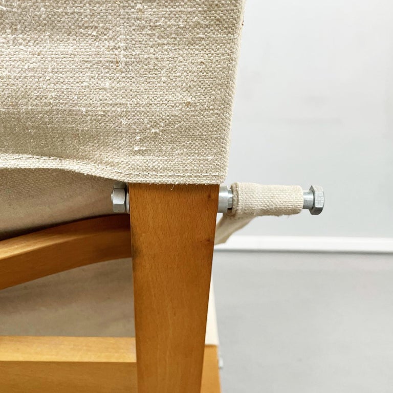 Denmark Mid-Century Folding Deck Chair in Wood and Cream Fabric by Cado ...