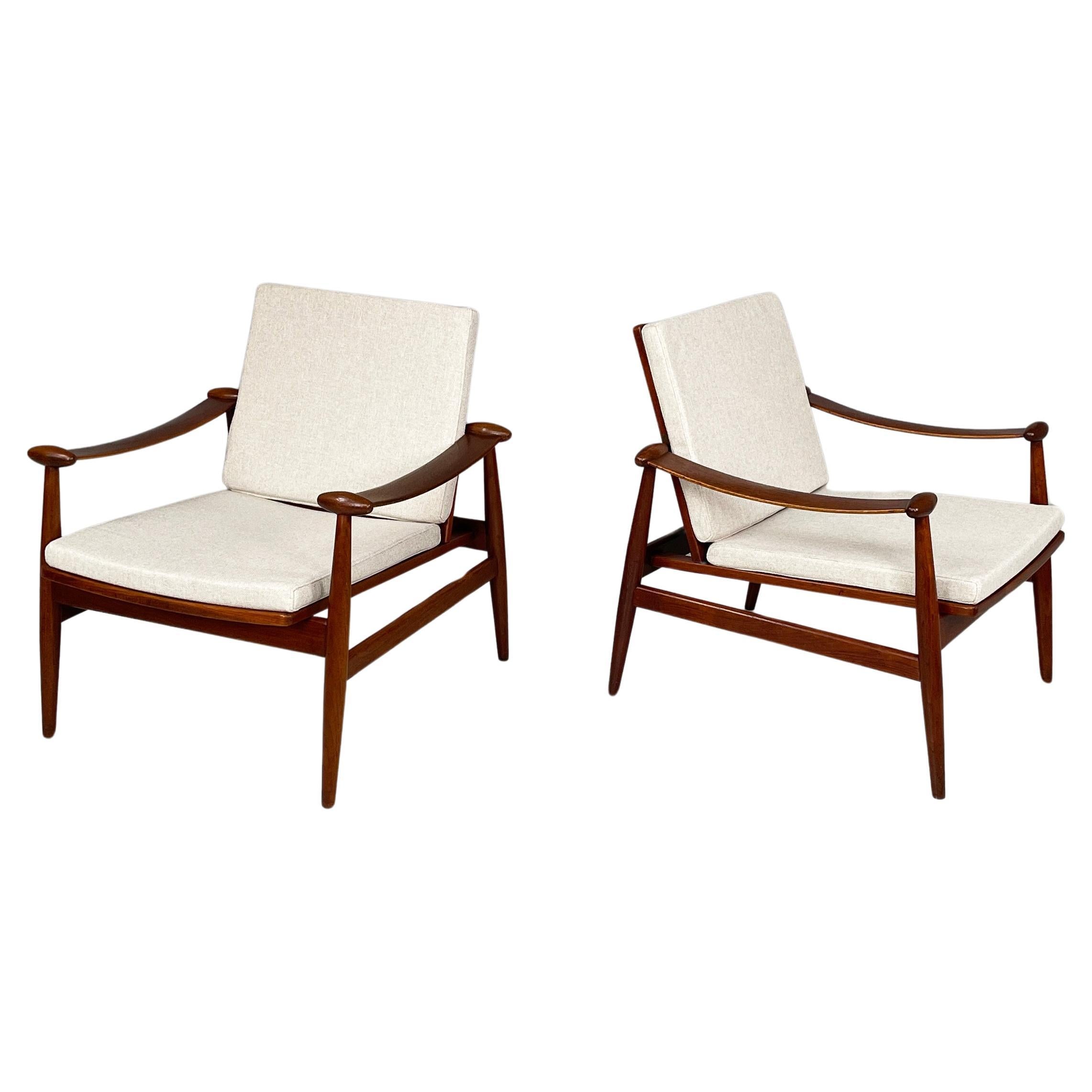 Denmark mid-century modern Armchairs Spade by Finn Juhl for France and ...