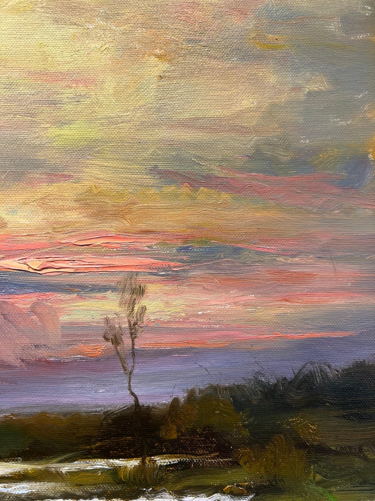 Dennis Sheehan - Dennis Sheehan, "Winter Dusk", 16x20 Snowy Landscape ...