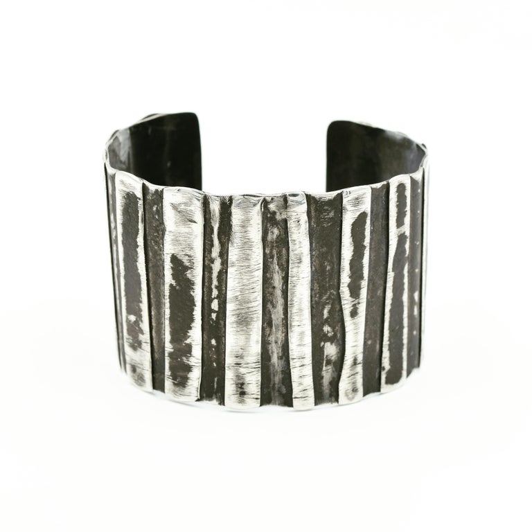 Dented Sterling silver cuff For Sale at 1stDibs