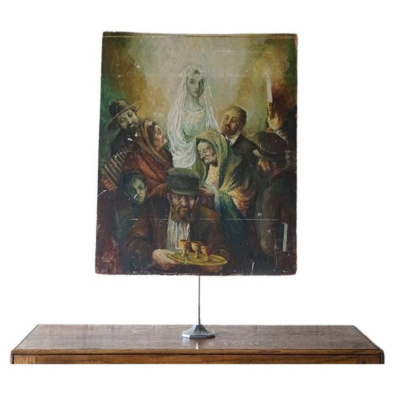 Depiction of a Jewish Wedding by J. Leiba, 1950s For Sale at 1stDibs