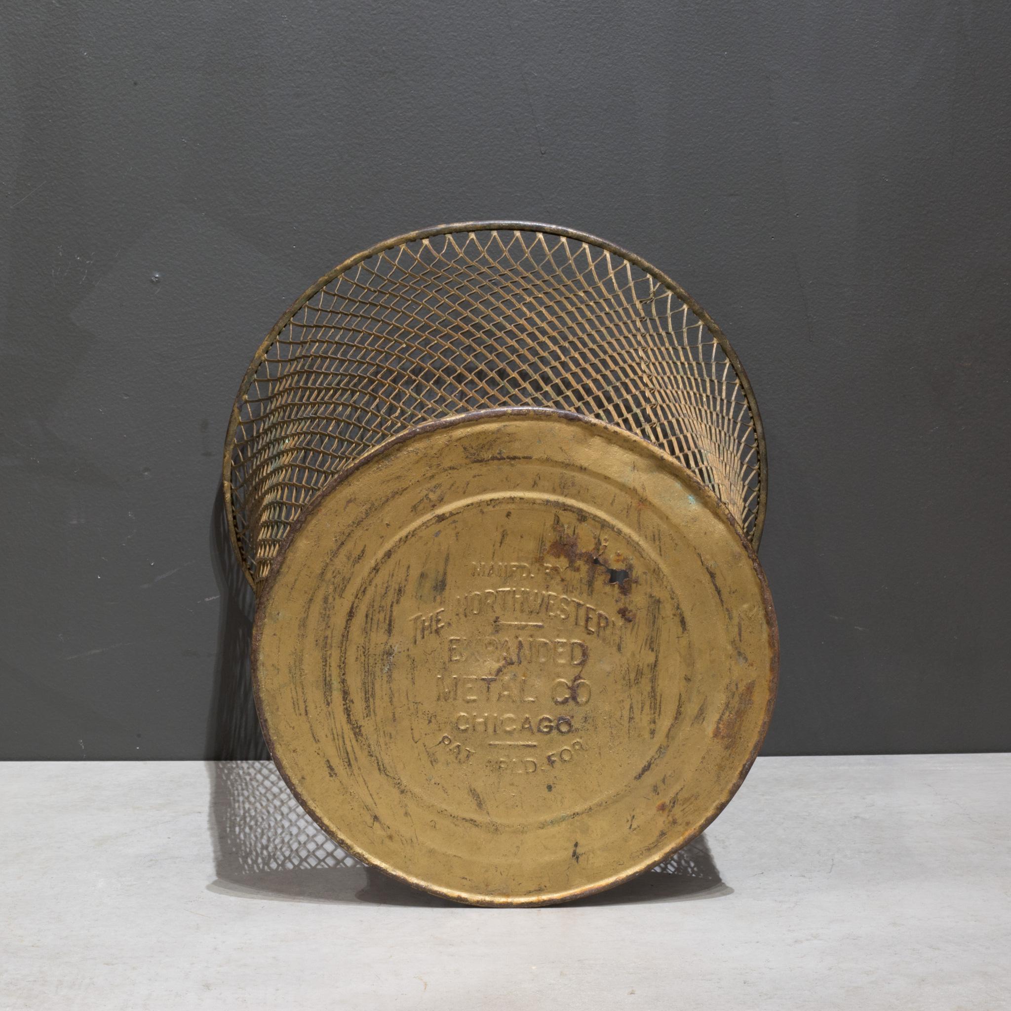 Depression Era Expanded Metal Mesh Waste Basket, C.1930 at 1stDibs