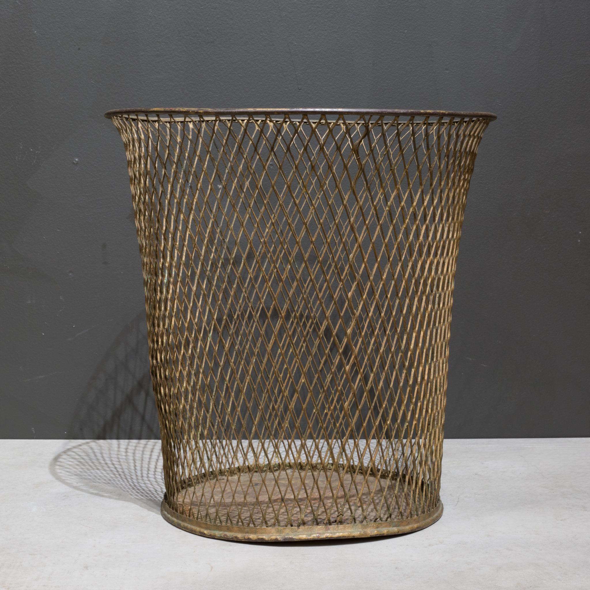 Depression Era Expanded Metal Mesh Waste Basket, C.1930 at 1stDibs