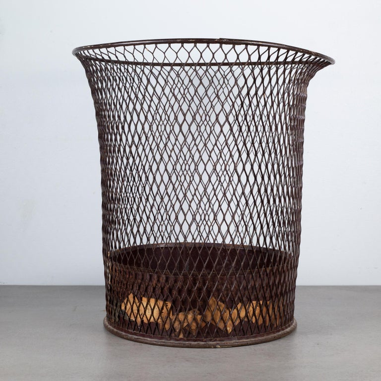 Depression Era Expanded Metal Mesh Waste Basket, C.1930 at 1stDibs