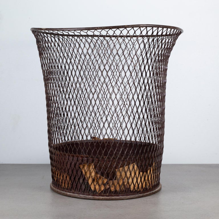 Depression Era Expanded Metal Mesh Waste Basket, C.1930 at 1stDibs