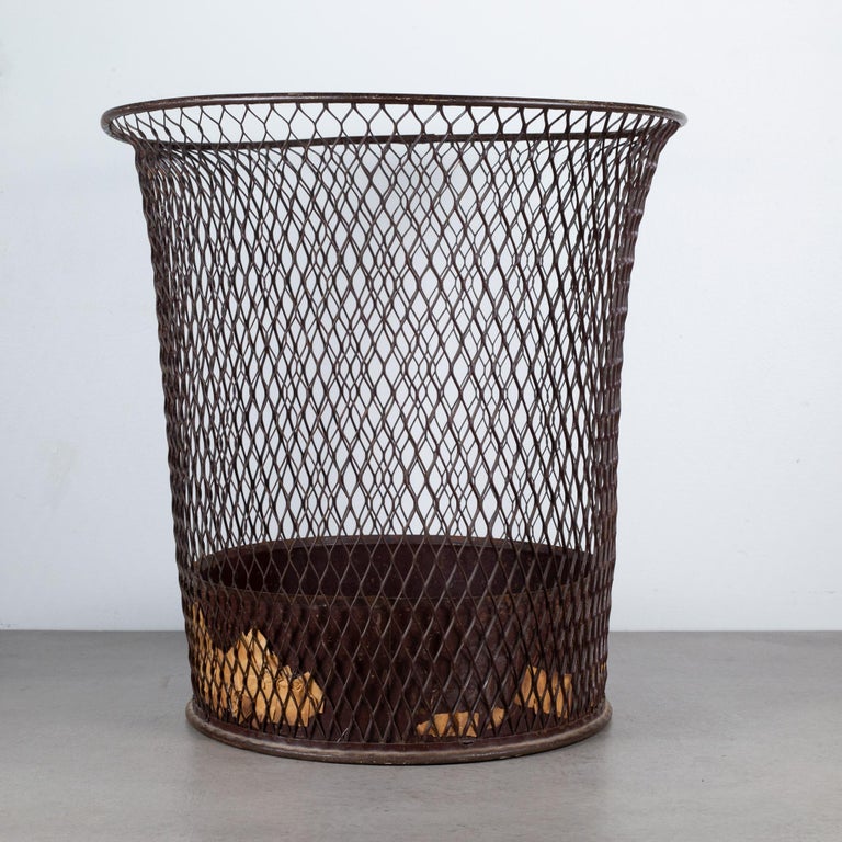 Depression Era Expanded Metal Mesh Waste Basket, C.1930 at 1stDibs