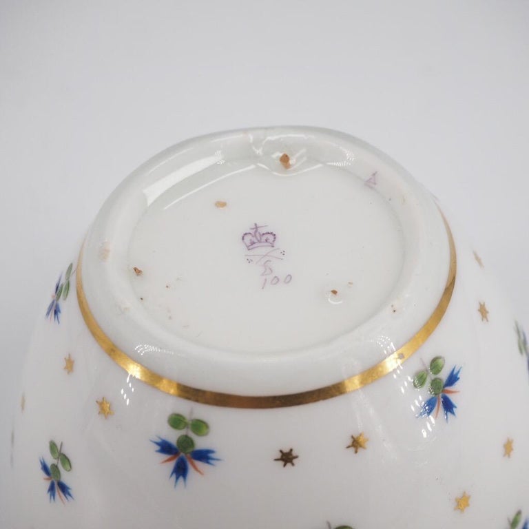Derby Beaker and Saucer, Cornflower Pattern #100, c. 1790 For Sale at 1stDibs