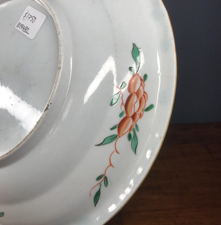 English/Derby Famille Verte Dish with Gadrooned Rim, Figures in a ...