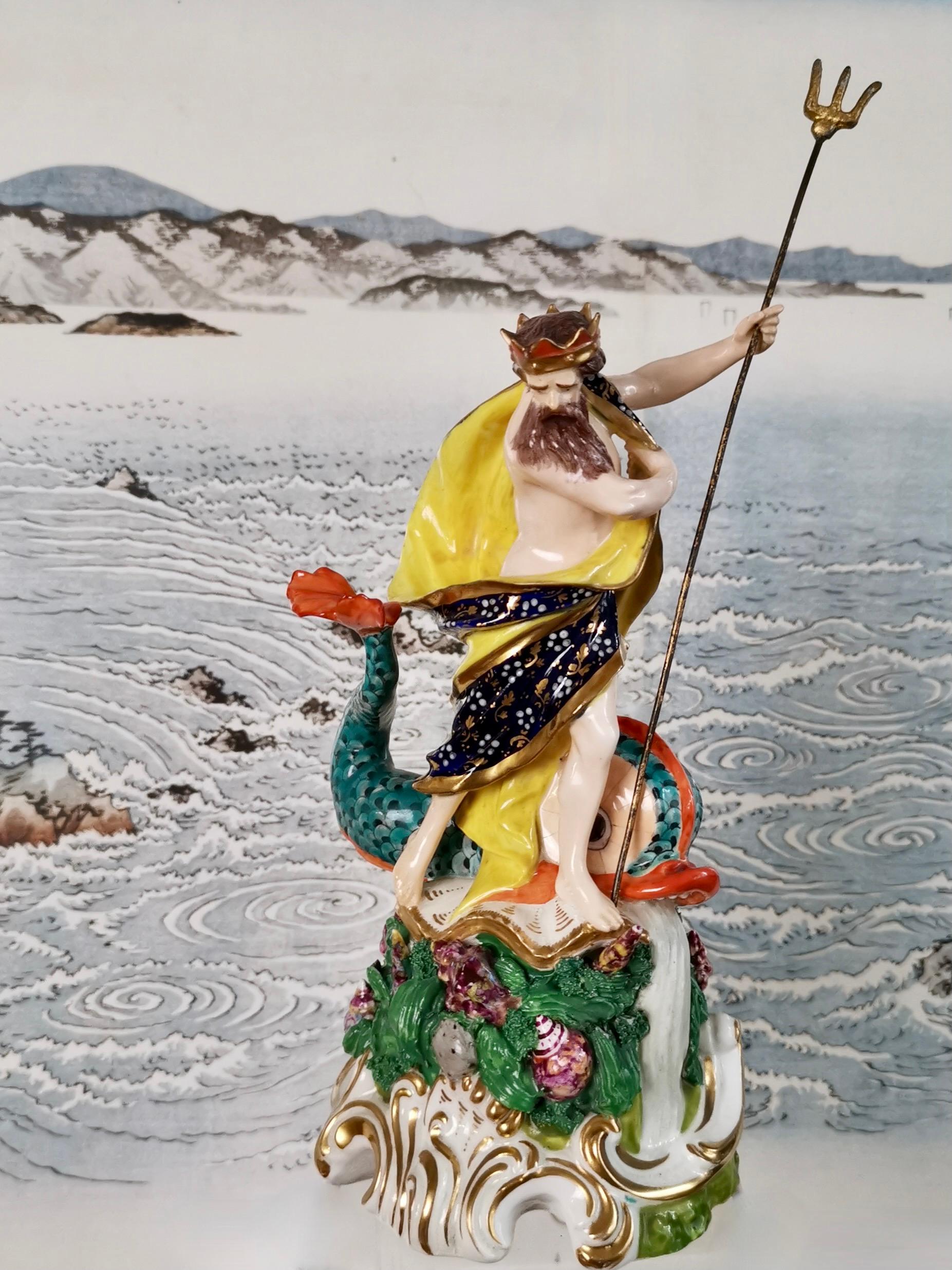 Derby Porcelain Figure of Neptune with a Dolphin, 1765-1830 at 1stDibs