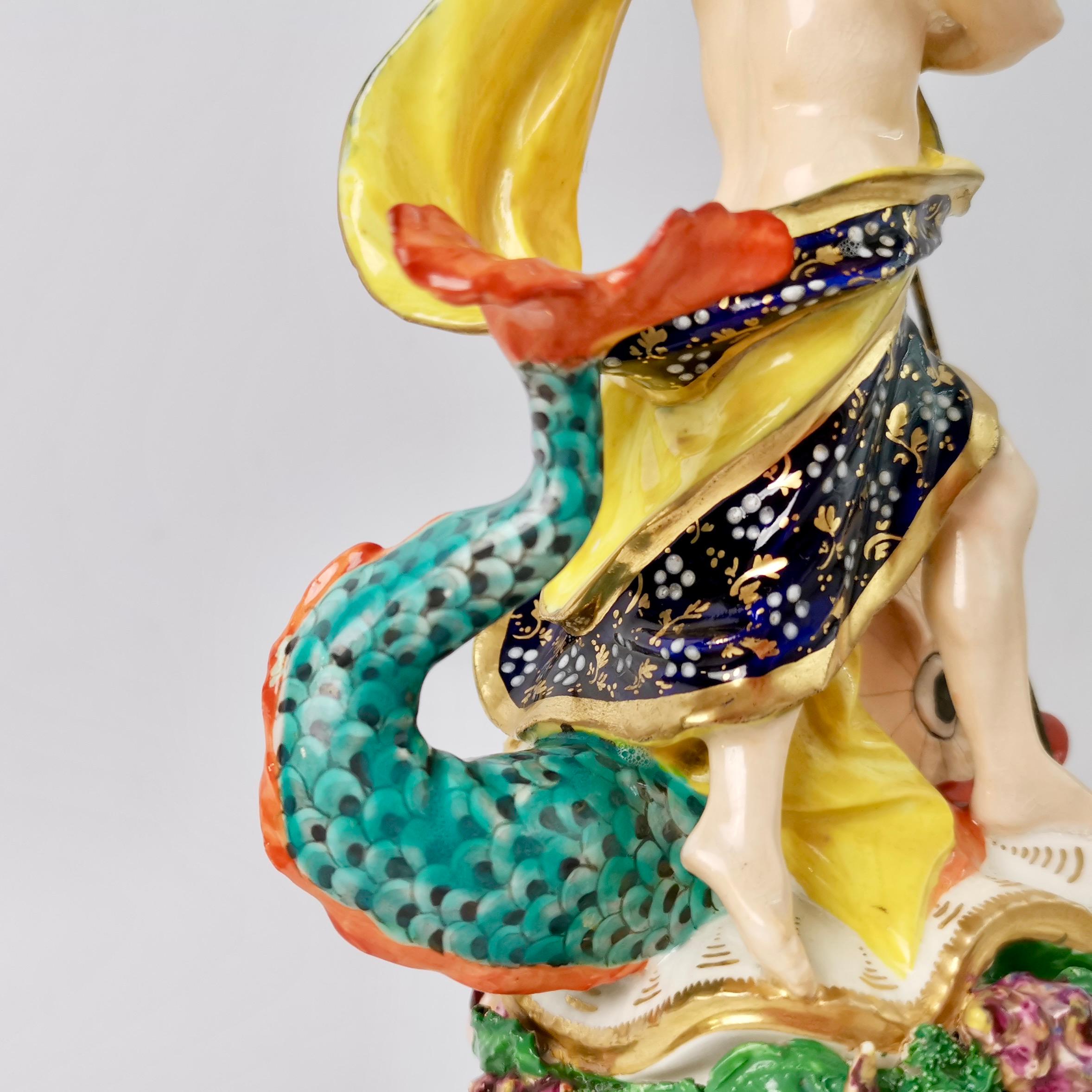 Derby Porcelain Figure of Neptune with a Dolphin, 1765-1830 at 1stDibs