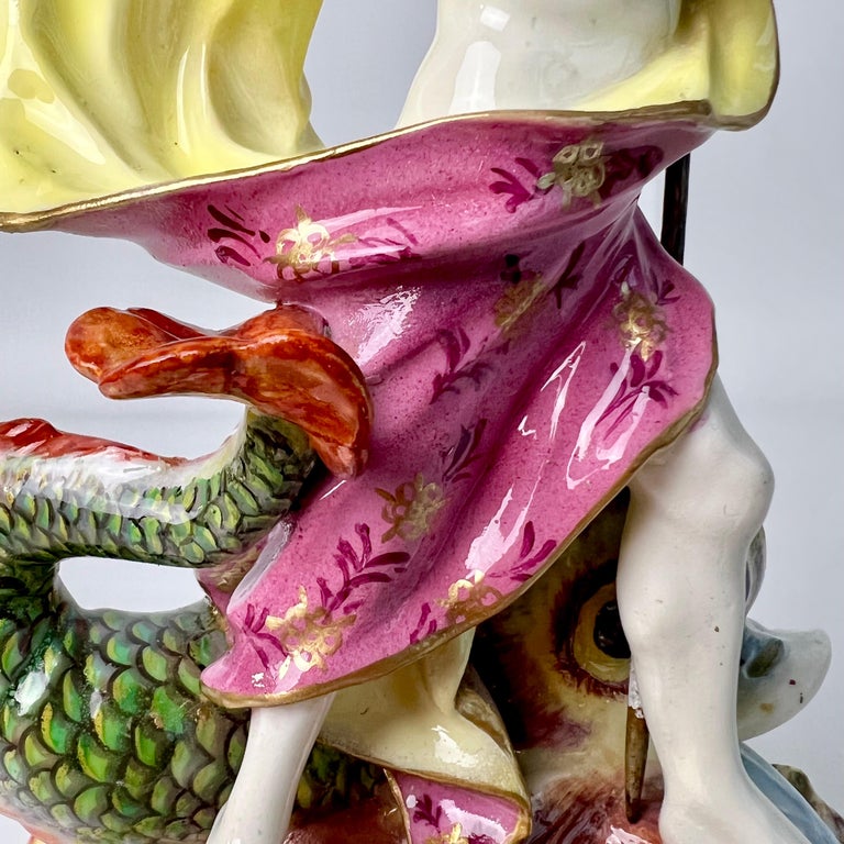 Derby Porcelain Figure of Neptune with Dolphin, Rococo, Ca 1765 For ...