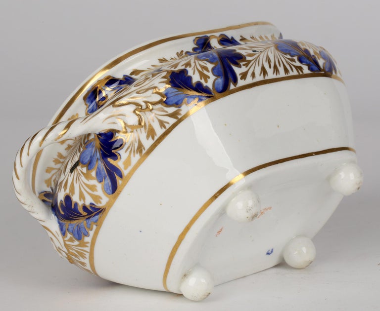 Derby Porcelain Works Leaf Pattern Lidded Sucrier and Stand For Sale at ...