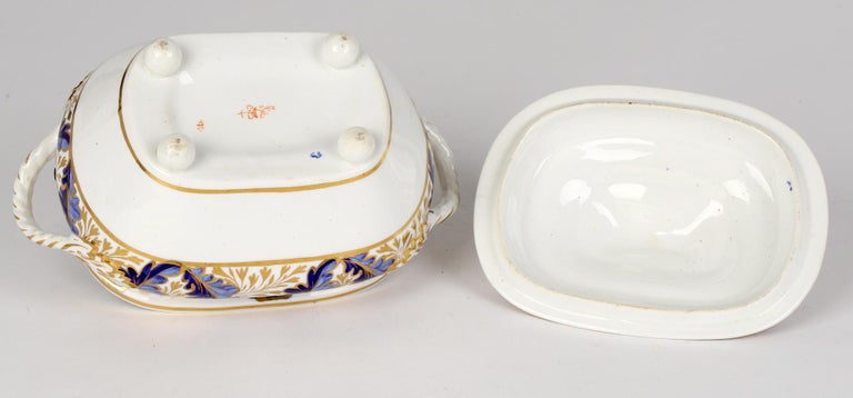 Derby Porcelain Works Leaf Pattern Lidded Sucrier and Stand For Sale at ...