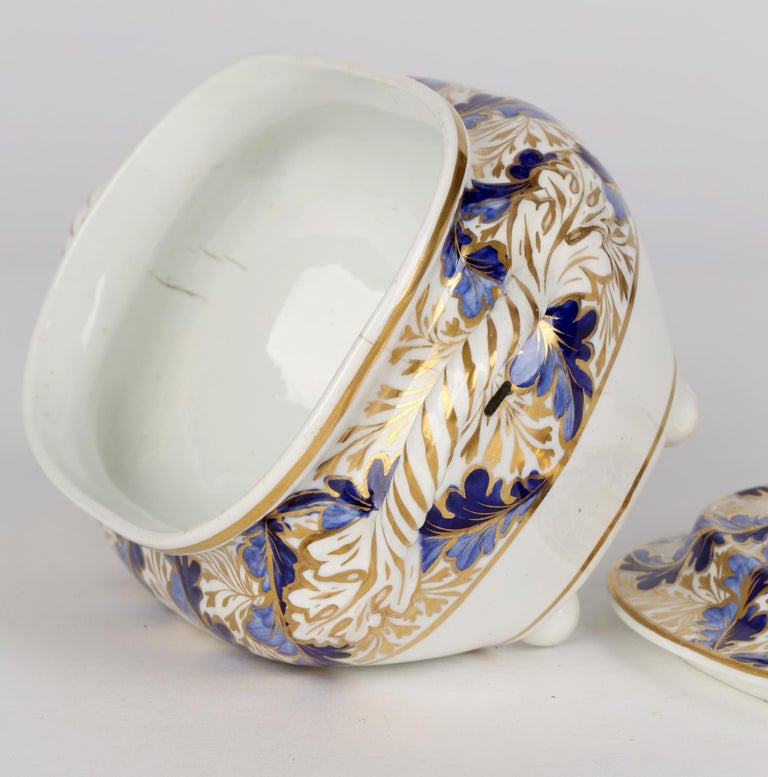 Derby Porcelain Works Leaf Pattern Lidded Sucrier and Stand For Sale at ...