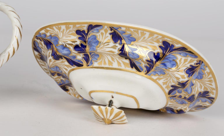 Derby Porcelain Works Leaf Pattern Lidded Sucrier and Stand For Sale at ...