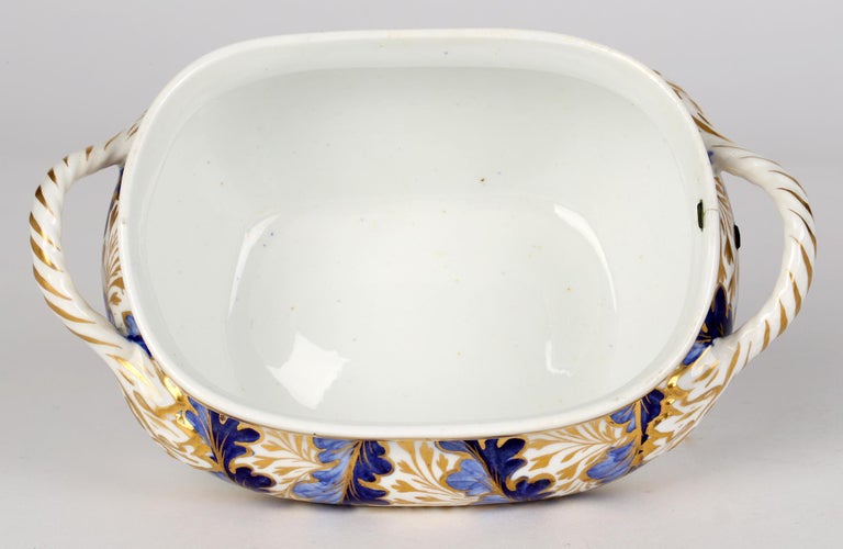 Derby Porcelain Works Leaf Pattern Lidded Sucrier and Stand For Sale at ...