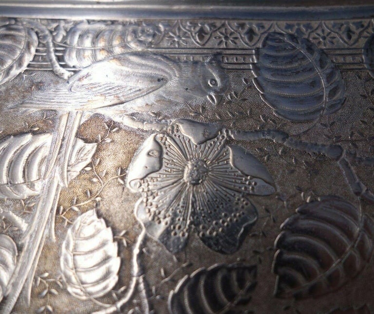 Derby Silver Co Silverplate Humidor Figural Horse Rider Birds Flowers ...