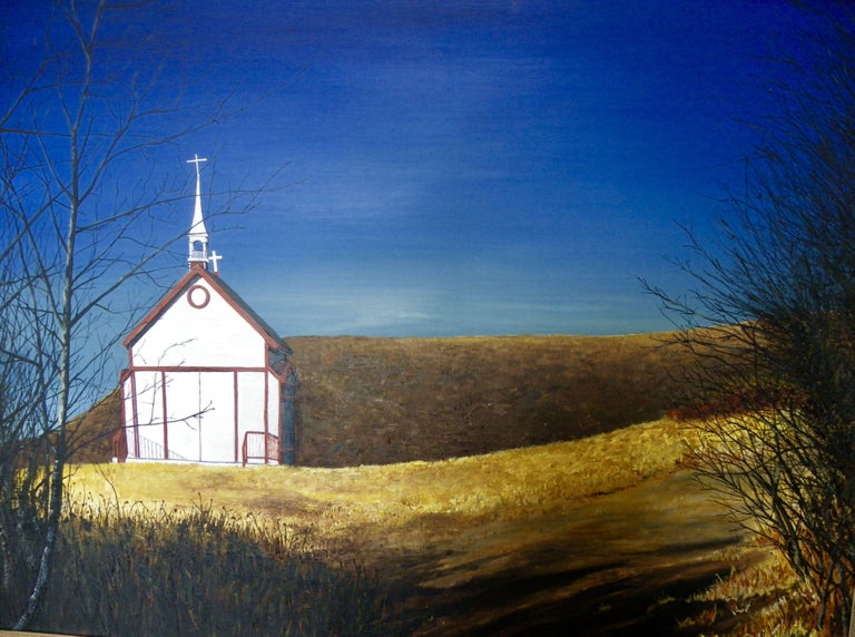 Derek Olson - Church On The Hill, Painting, Acrylic on Canvas For Sale ...