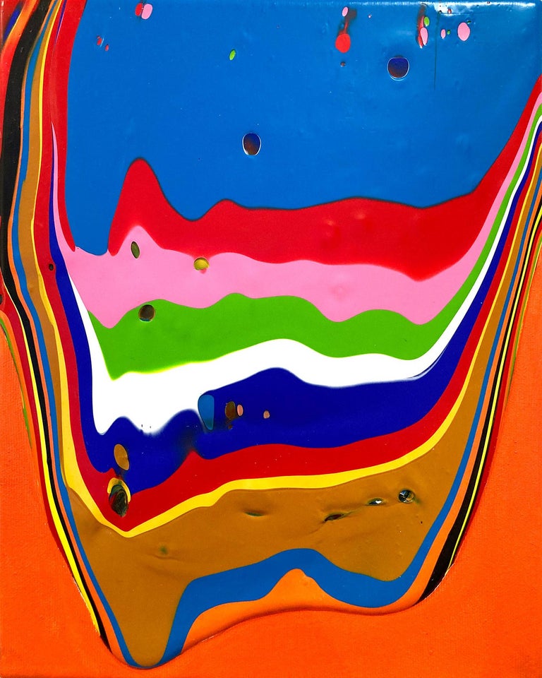 Derick Smith - "Abundance 4" Mesmerizing Abstract Colorful Drip Acrylic Painting on Canvas For ...