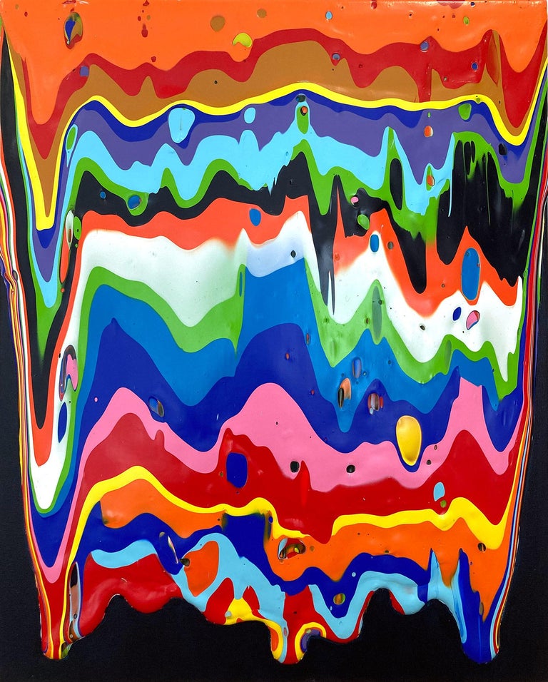 Derick Smith - "Under the Blossom" Mesmerizing Abstract Colorful Drip Acrylic Painting Canvas ...