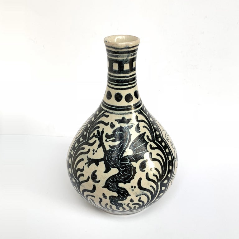 Deruta, Hand-Painted Ceramic Vase, Figure of a Dragon, Italy, 1960s For ...