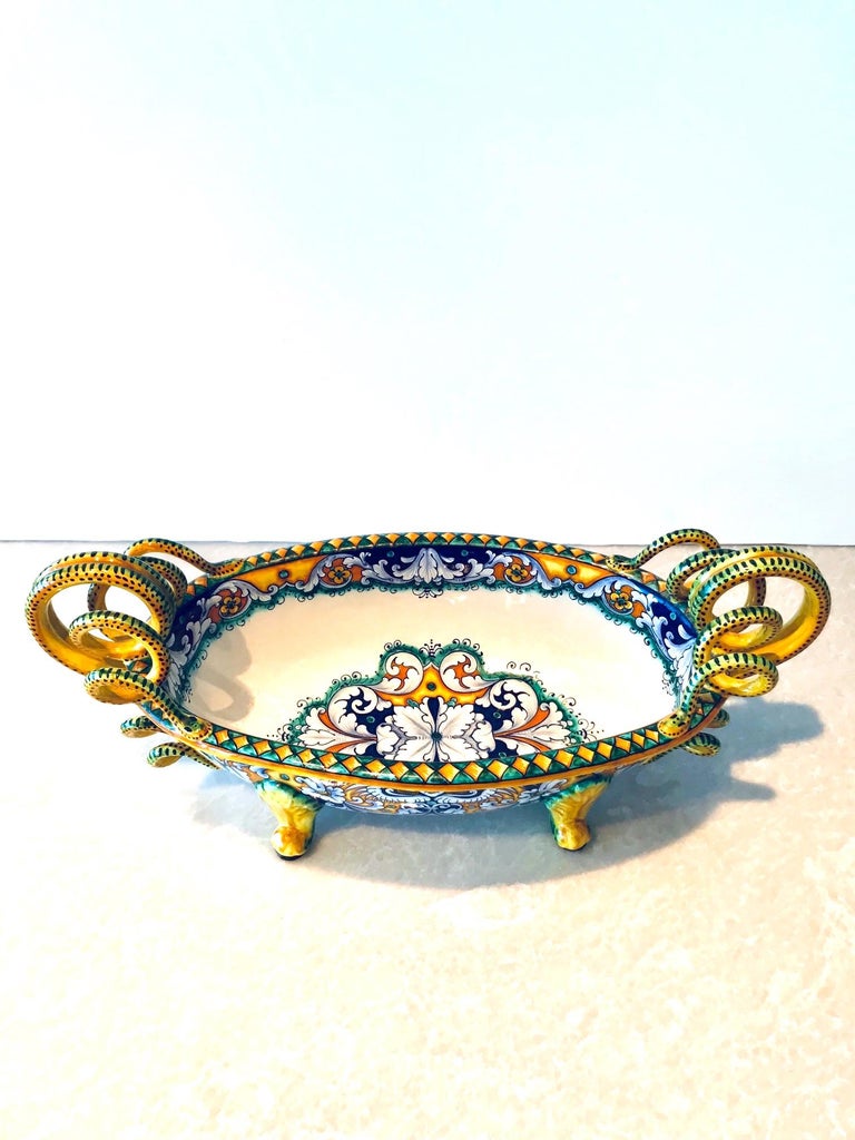 Deruta Hand Painted Majolica Centerpiece Bowl with Serpentines, 1980s ...