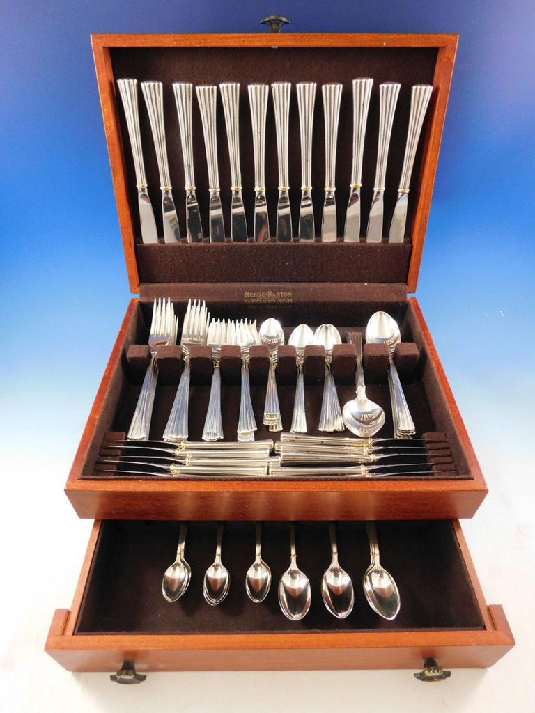 Des Must by Cartier Gold Accent Sterling Silver Flatware Set 12 Service ...