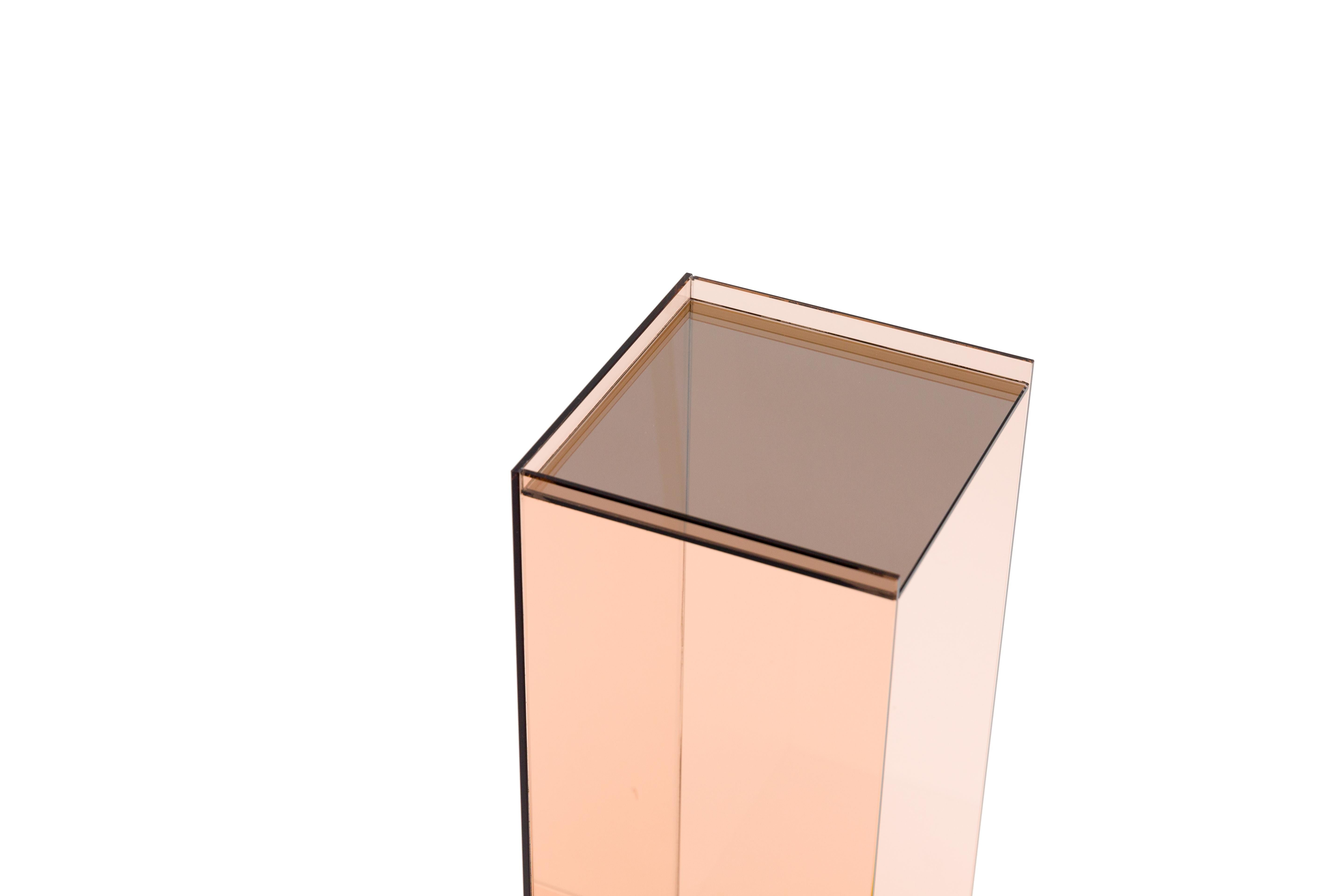 Desert Mirror Side Table in Mirrored Peach Glass For Sale at 1stDibs ...