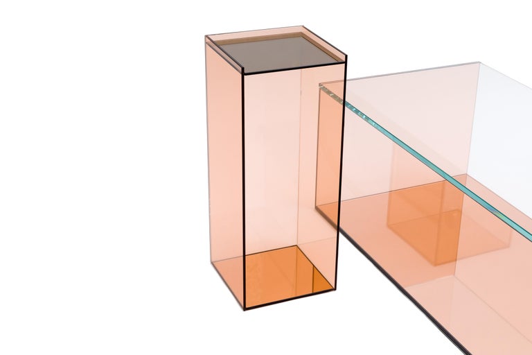 Desert Mirror Side Table in Mirrored Peach Glass For Sale at 1stDibs ...