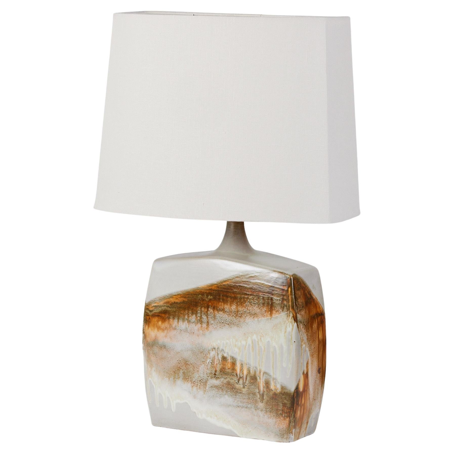 MCM Blue and White Drip Glaze Lamp at 1stDibs