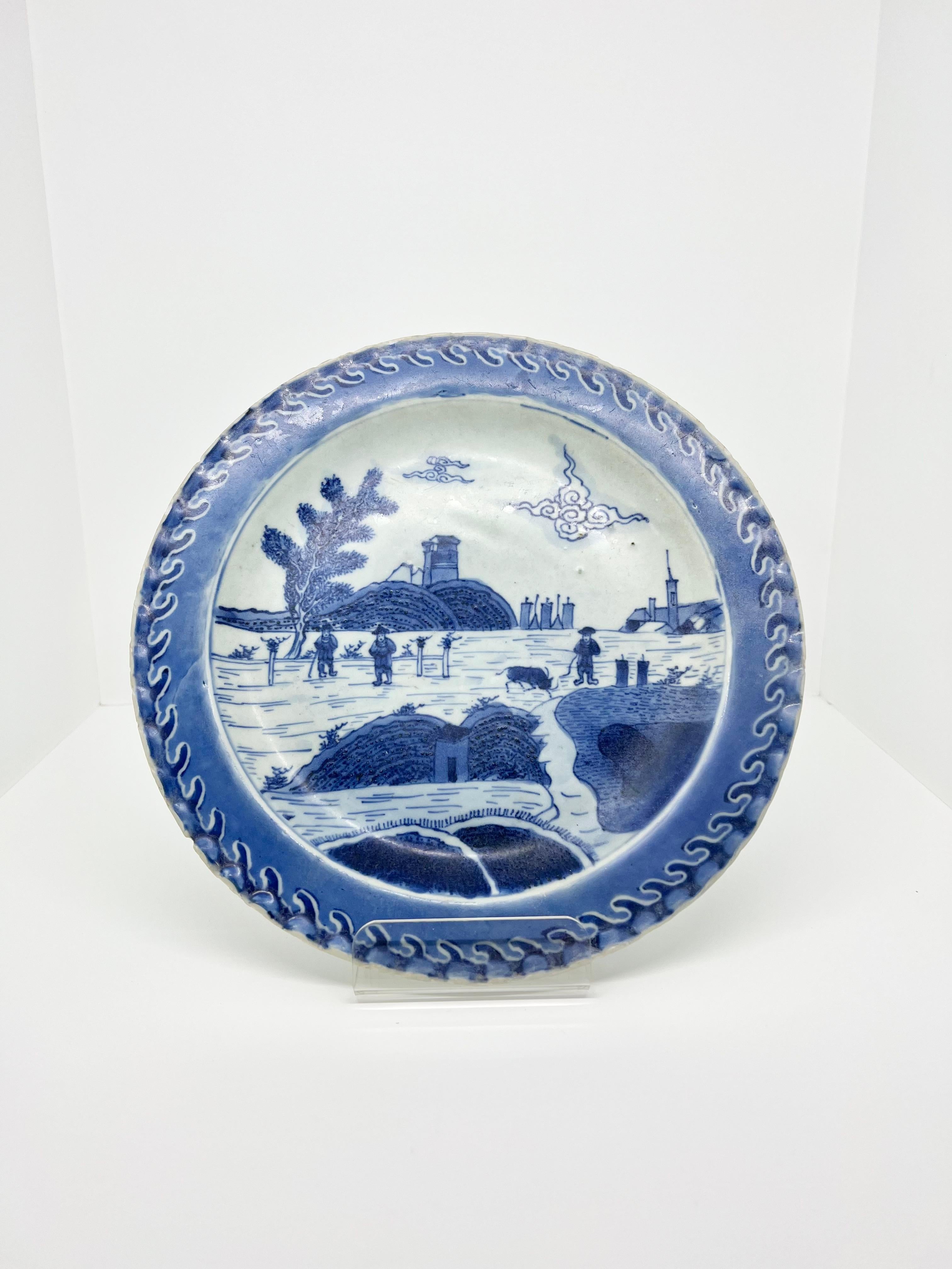 'Deshima Island' Pattern Blue and White dish c1725, Qing Dynasty ...