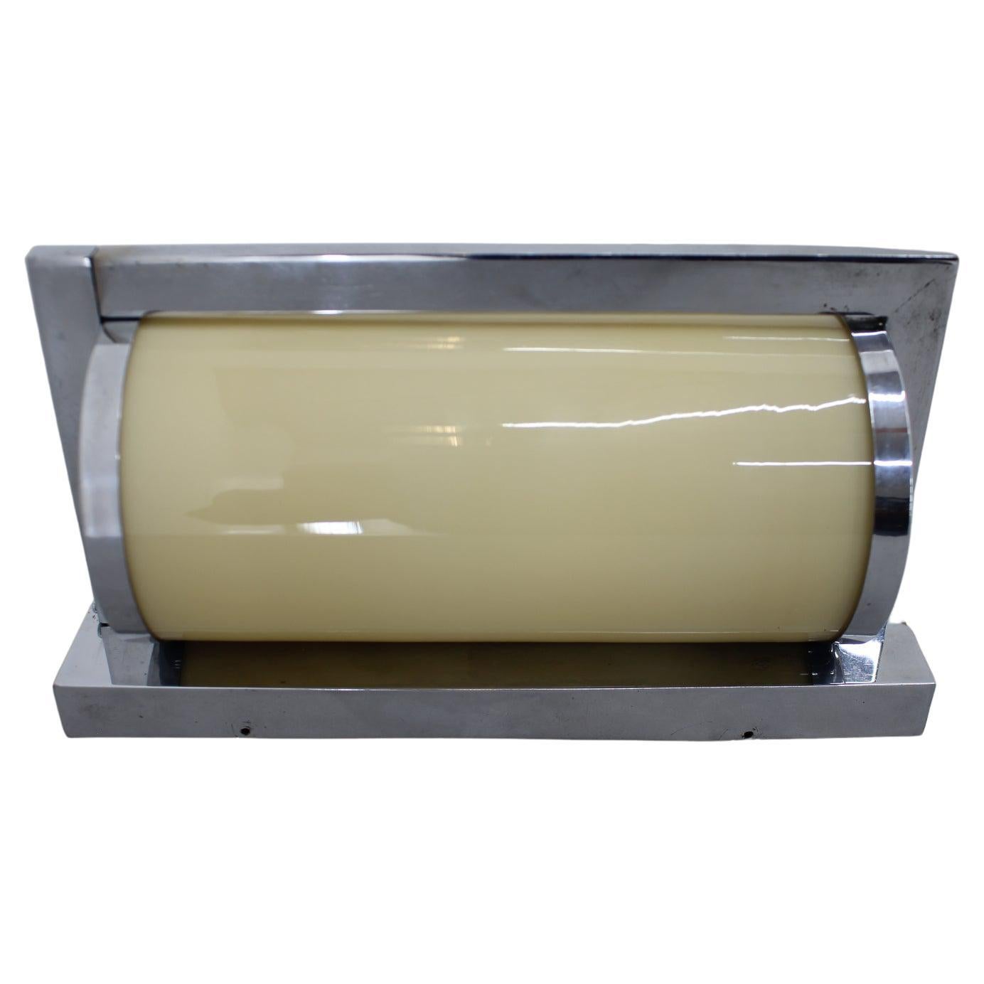 Pair of Art Deco Bauhaus Chrome and Plexiglass Huge Round Wall Lights ...