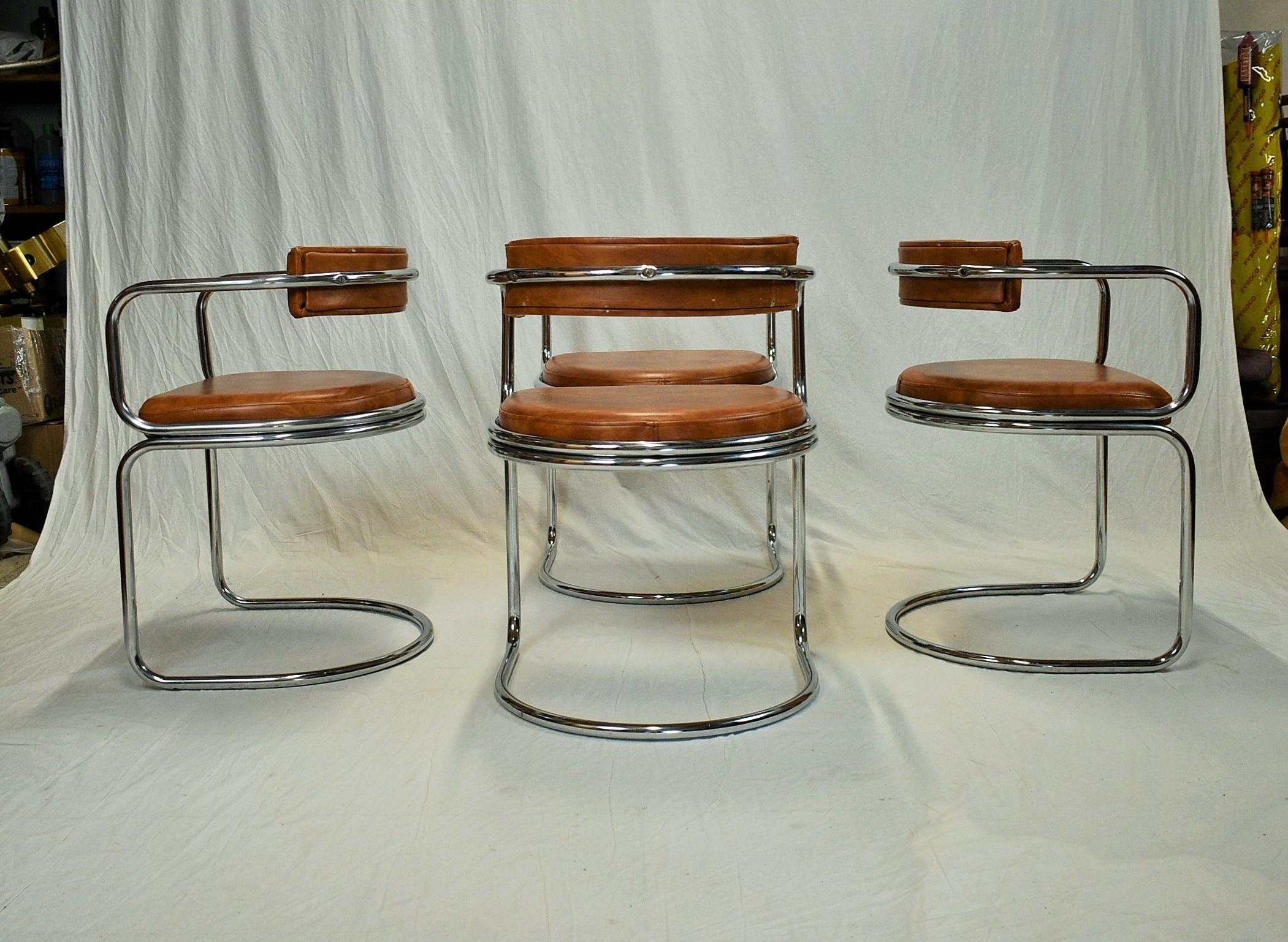 Design Chrome Dining Chairs in Style of Gastone Rinaldi, 1980s at 1stDibs