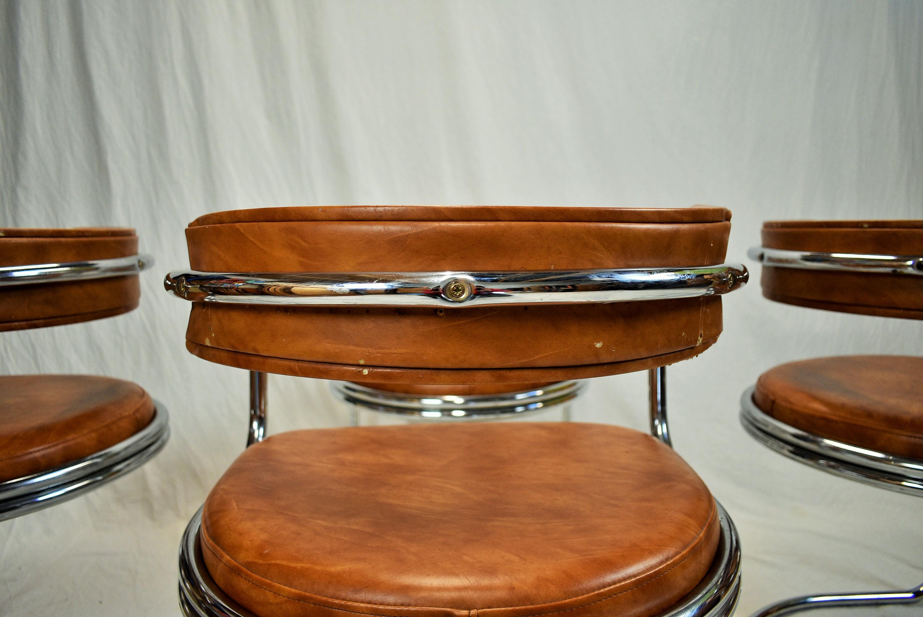 Design Chrome Dining Chairs in Style of Gastone Rinaldi, 1980s at 1stDibs