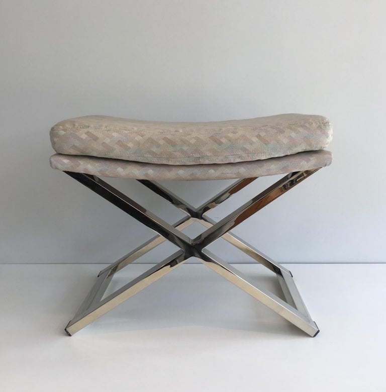Design Chrome X-Base Stool, French, circa 1970 at 1stDibs