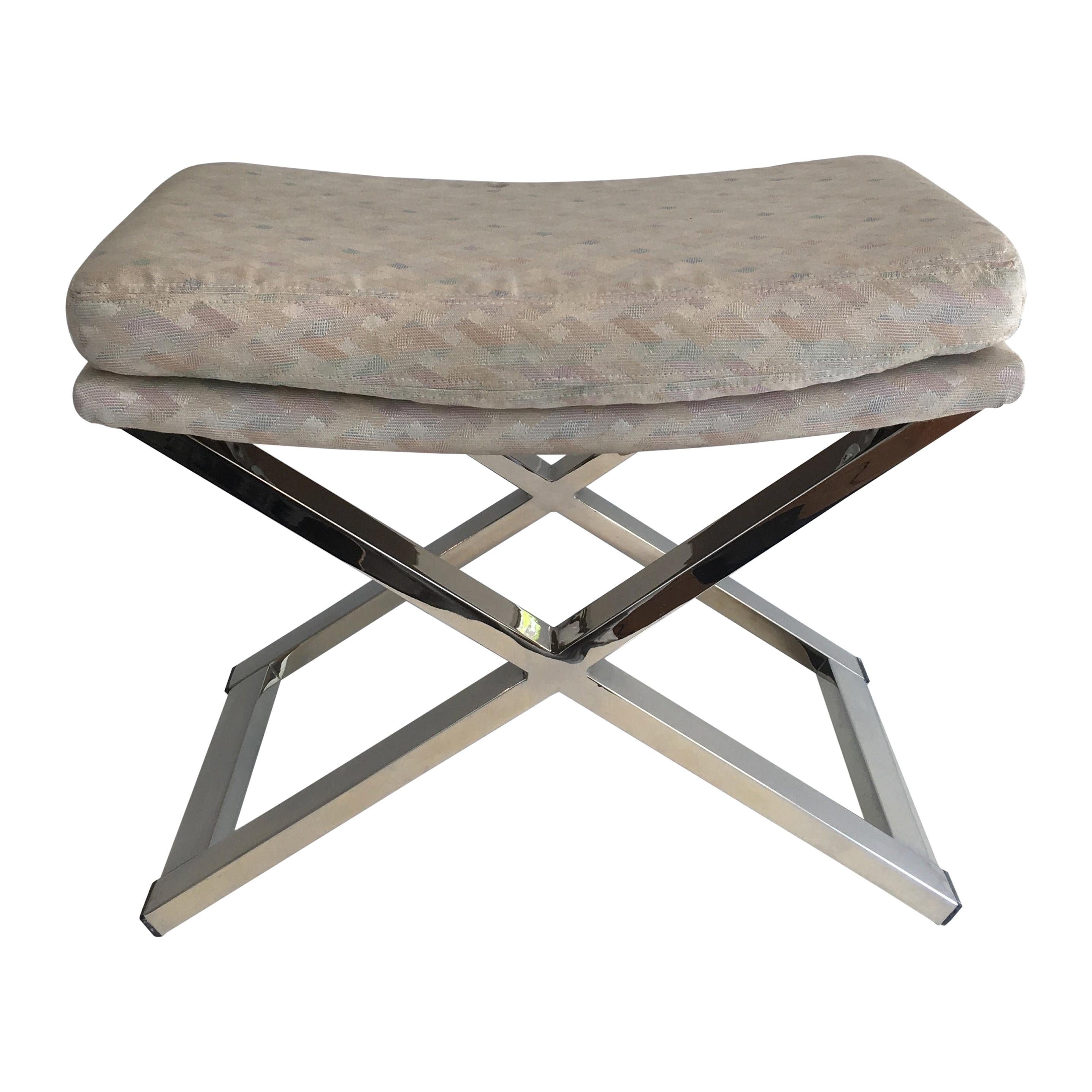 Design Chrome X-Base Stool, French, circa 1970 at 1stDibs